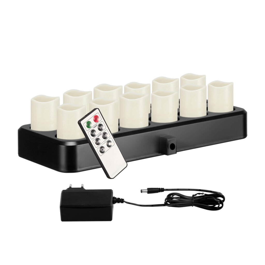 Rechargeable Mini-Pillar Tea Light Candles Set Of 4