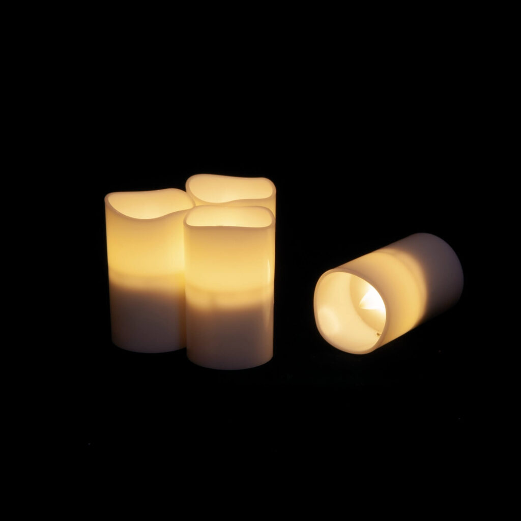 Rechargeable Mini-Pillar Tea Light Candles Set Of 4